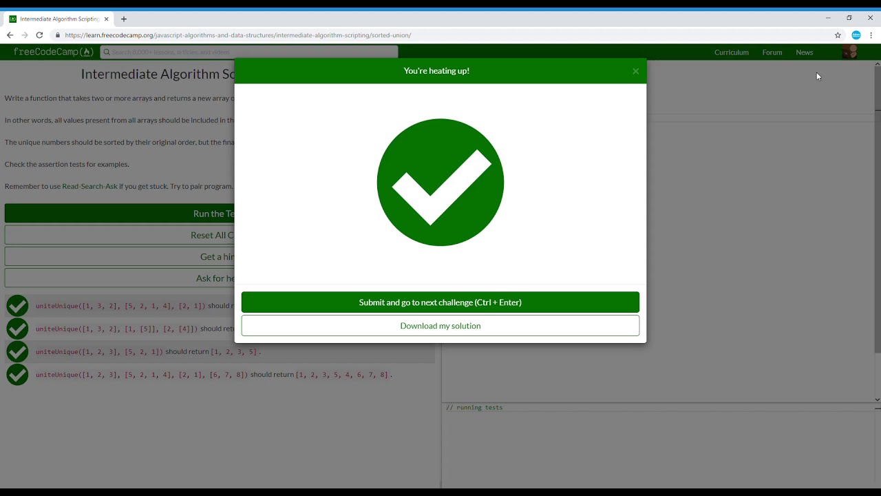 Intermediate Algorithm Scripting  Sorted Union   Learn freeCodeCamp10/21