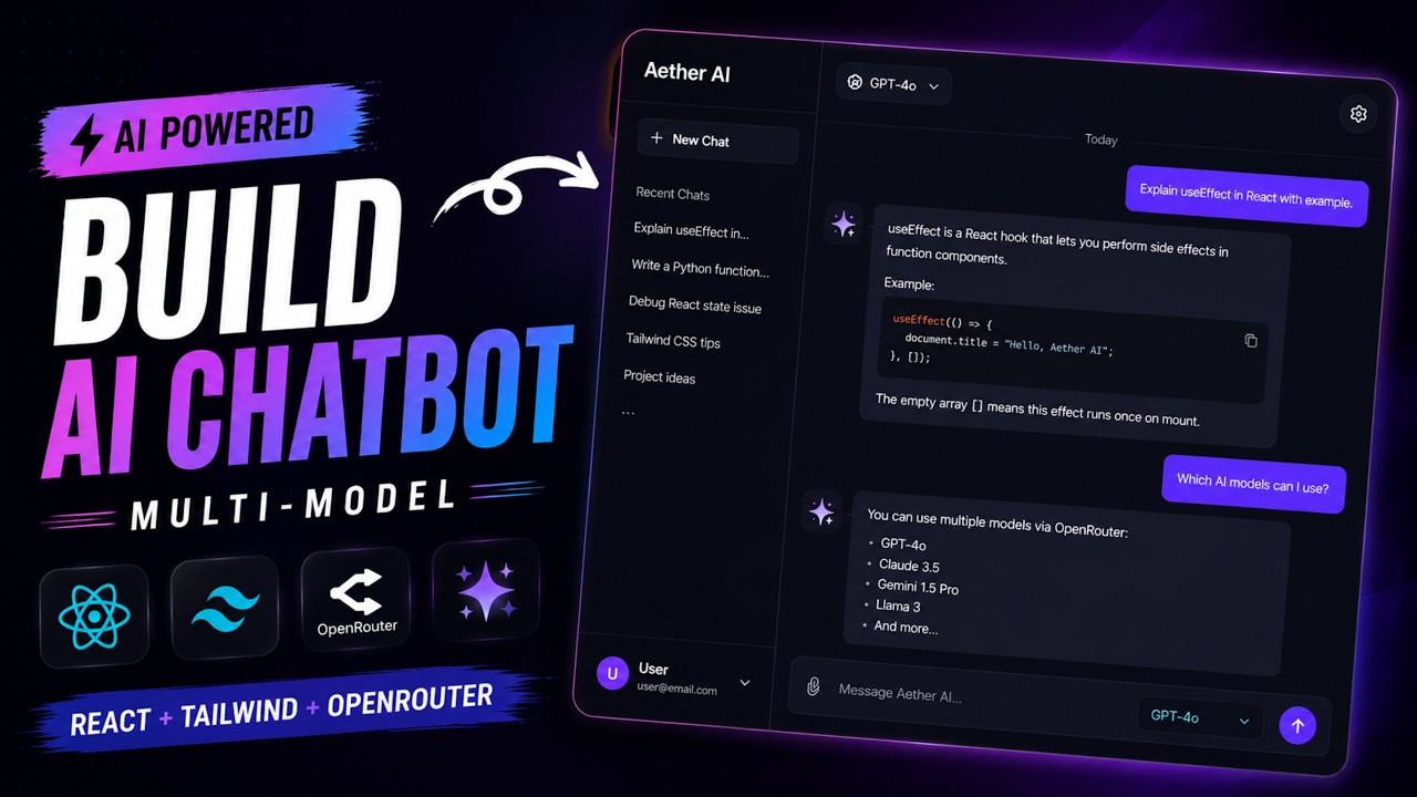 Build a multi-model AI ChatBot using React, Tailwind & OpenRouter