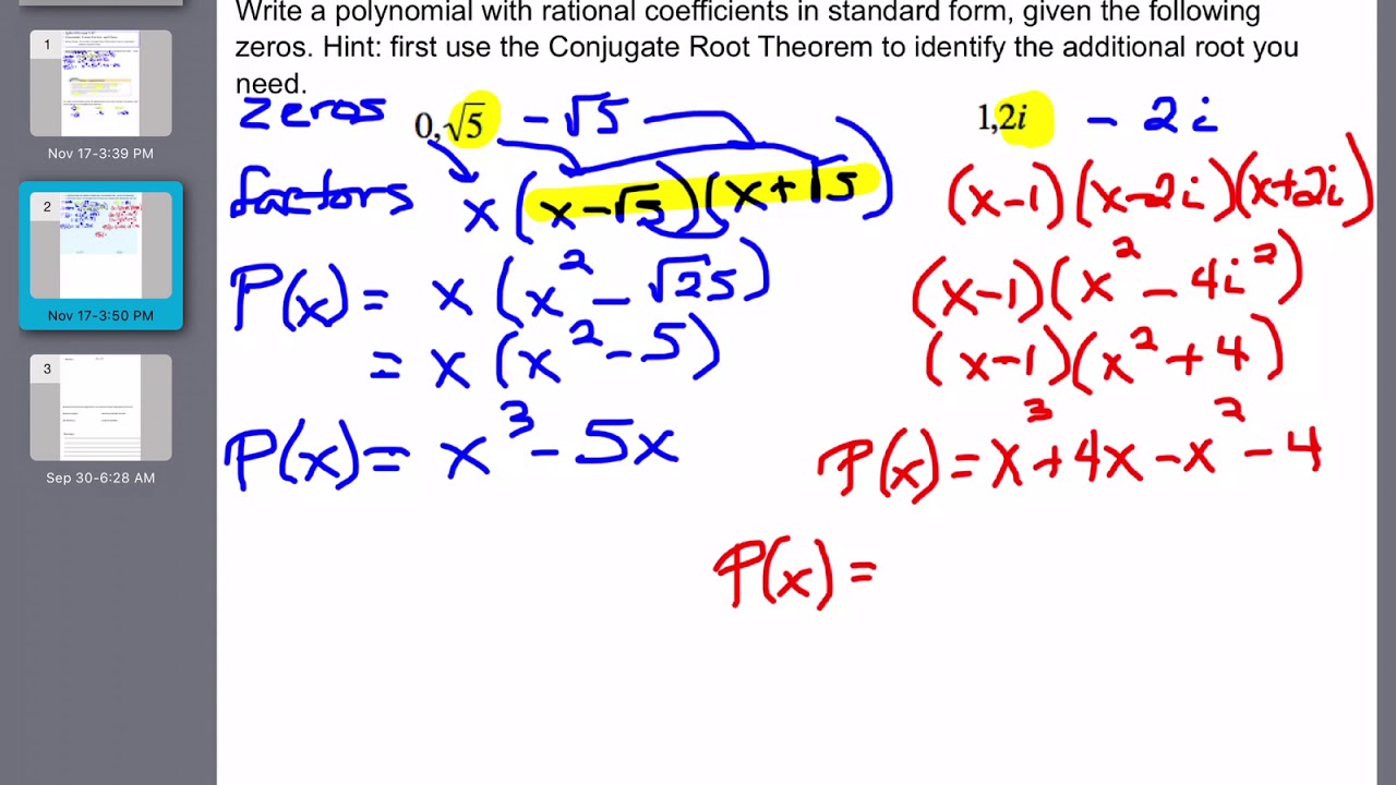 Alg 2 Sec  5 2c Video Notes