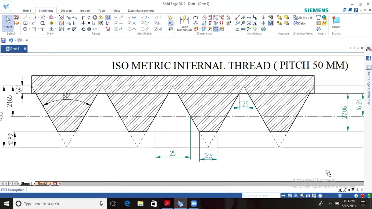 ISO METRIC THREAD/solid edge #education 