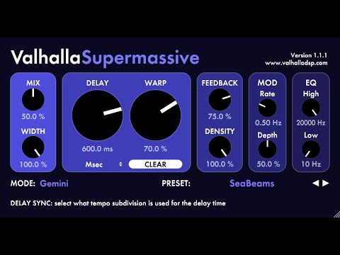 Download Free Delays / reverbs plugin: ValhallaSupermassive by Valhalla DSP