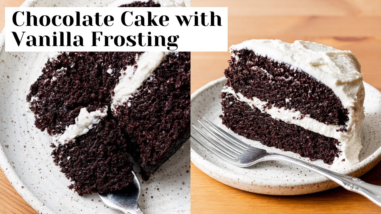 Chocolate Cake with Vanilla Frosting (Easy and Moist!)