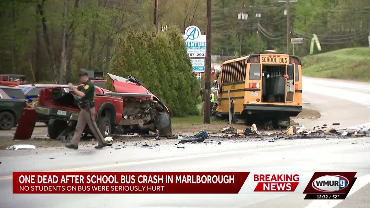 Man killed when pickup truck collides with school bus