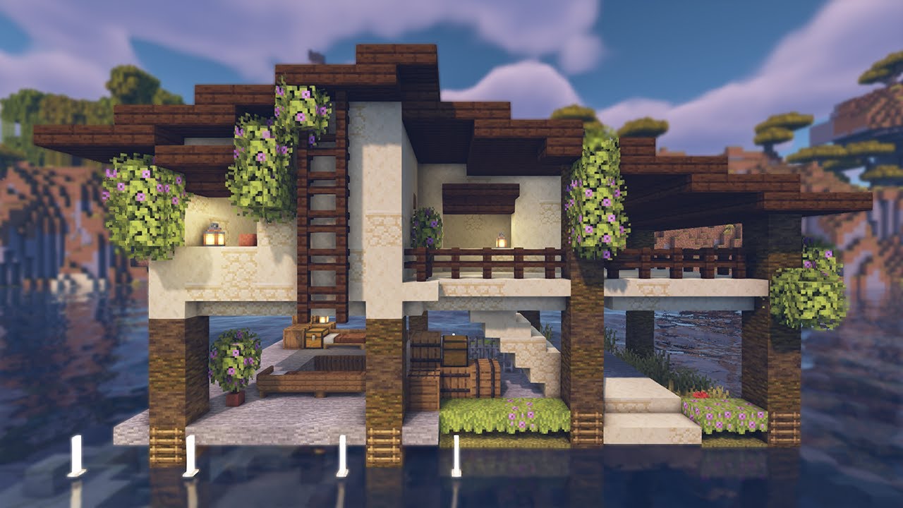 ⛏Minecraft Building Tutorial | 🏠 How to Build a Water Stilt House ...