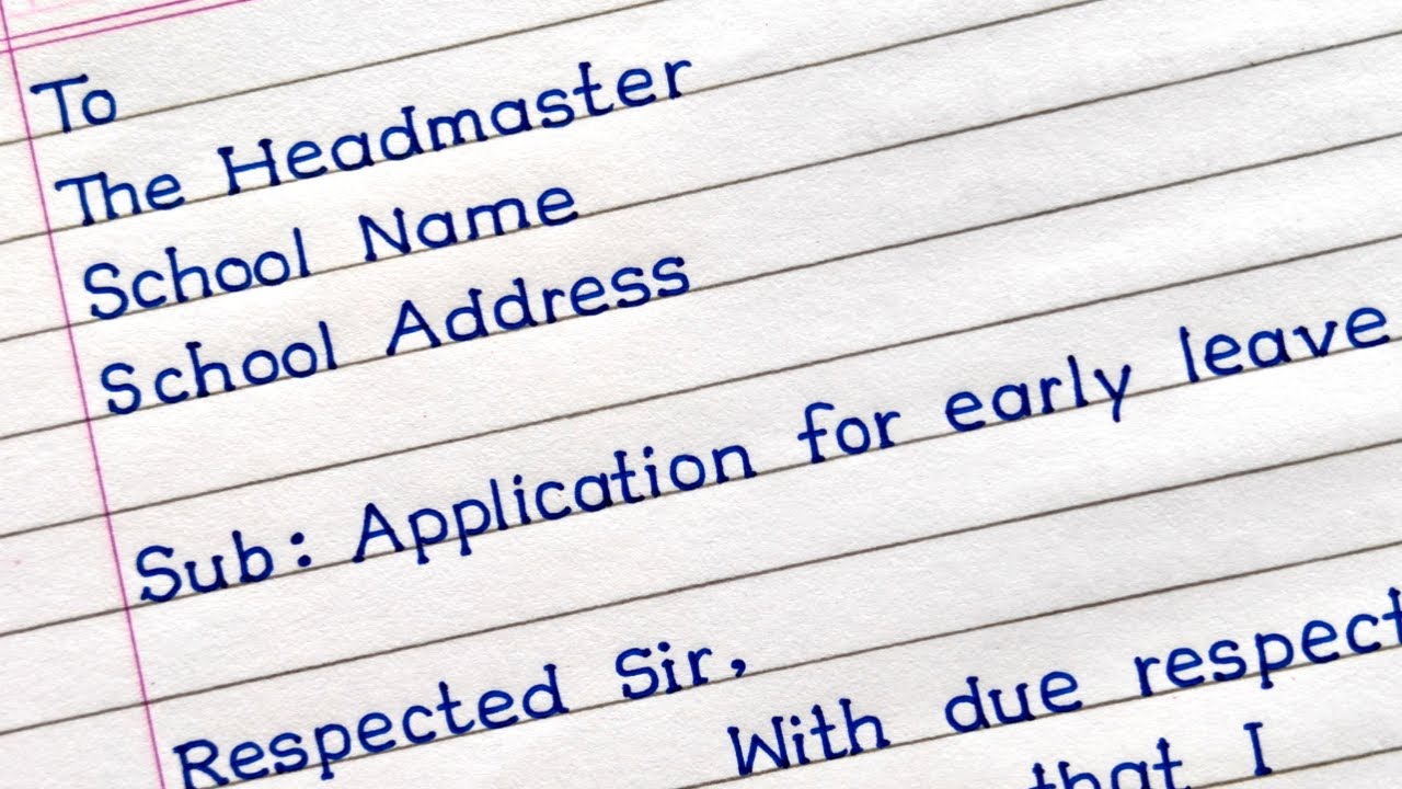Application For Early Leave In English | Early Leave Application In English |