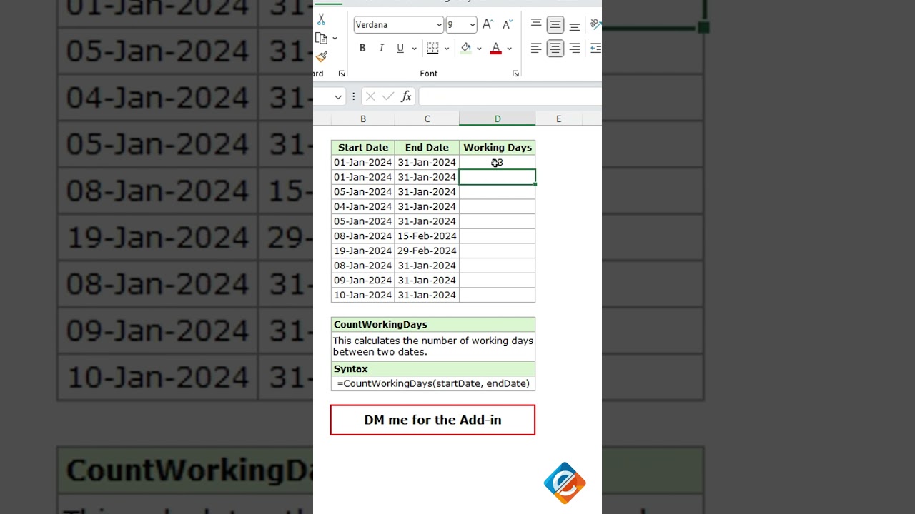Count Working Days Between Two Dates with Ease! 📅📊✨  #spreadsheetskills #excelfansonly