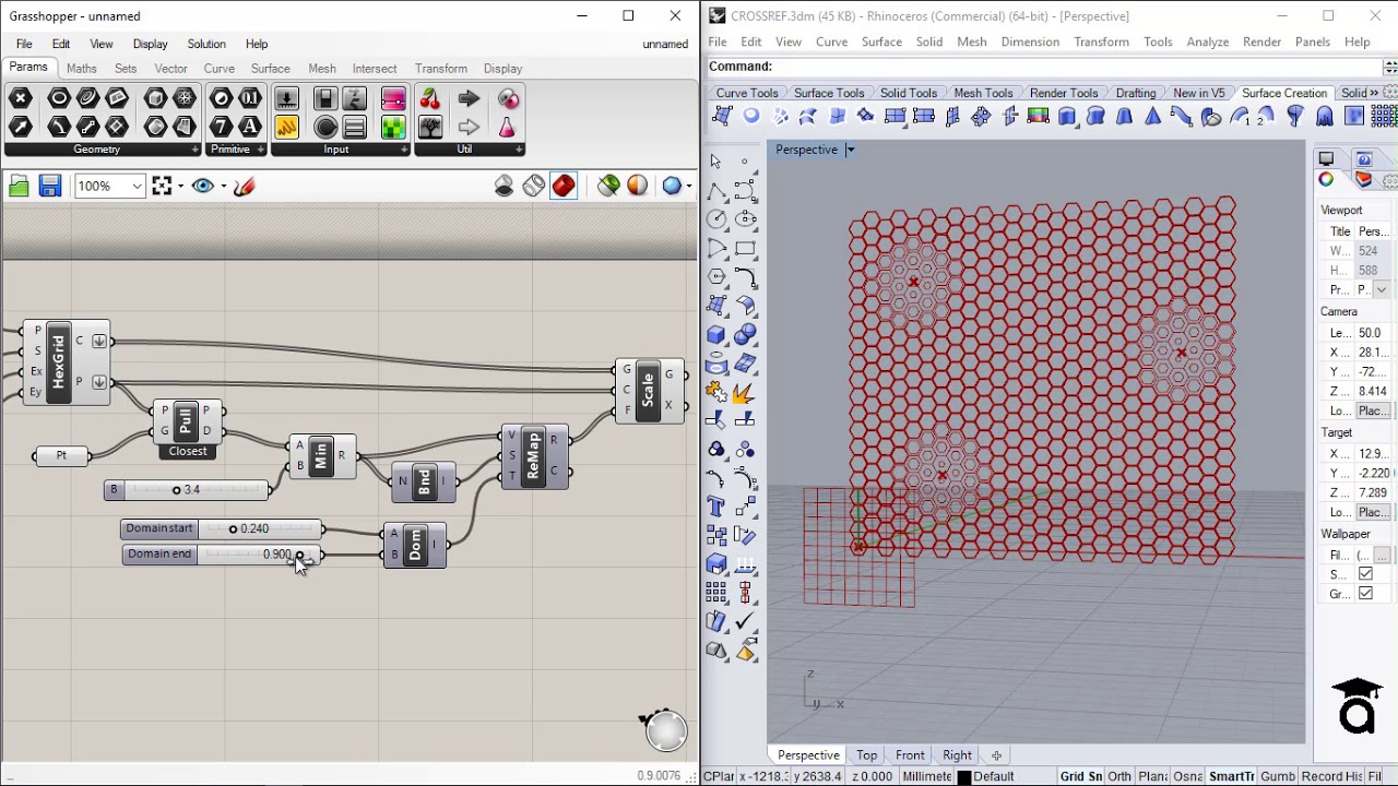 hexagonal grid facade creation using grasshopper