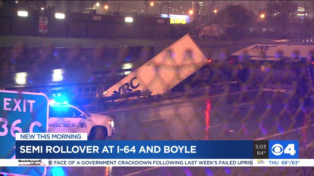 I-64 closed overnight after semi-truck crash