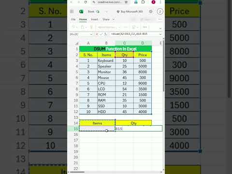 Dsum Formula In Excel | Excel Formula | Dsum Function | Excel World