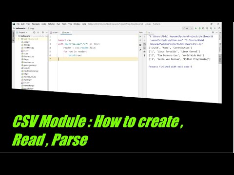 CSV Module: How to create, Read,Parse