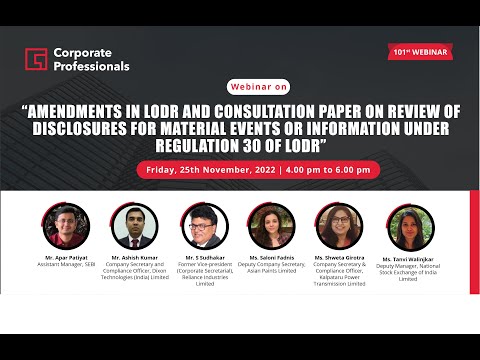 Amendments in LODR and Consultation Paper on Review of Disclosures for Material Events