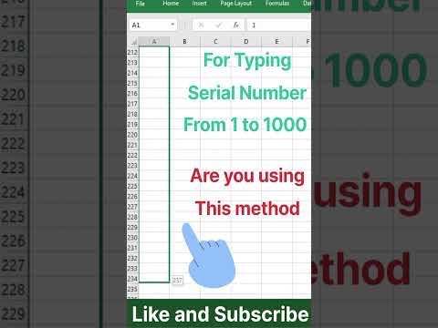 Type 1 to 1000 serial numbers easily #excel #shorts #exceltutorial #msexcel #exceltips