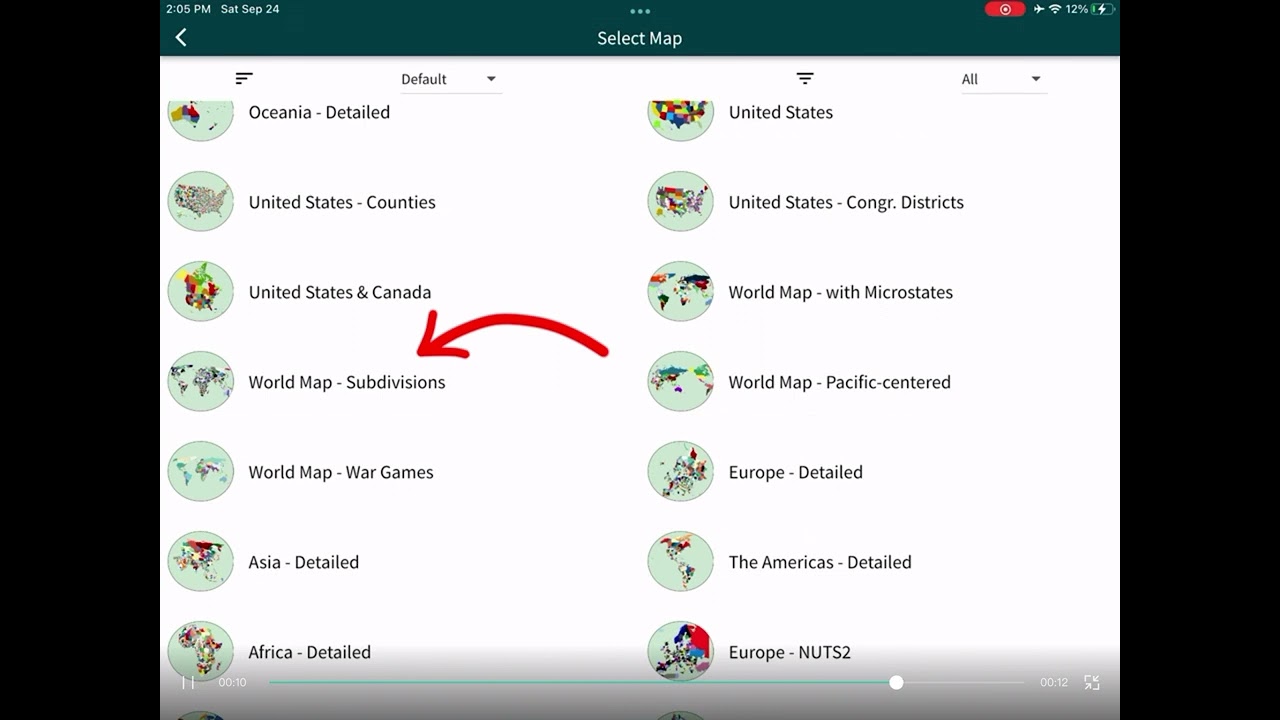 MapChart - How to find World Map - Subdivisions