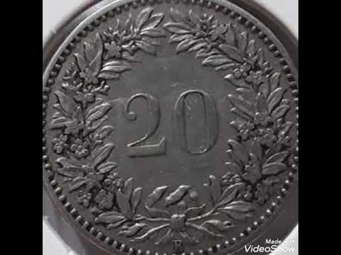 20 cents 1884B Switzerland coin value and price rare
