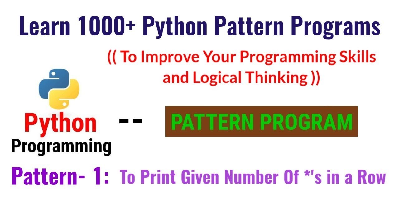 Learn 1000+ Python Pattern Programs || Pattern - 1: To print given number of *s in a row