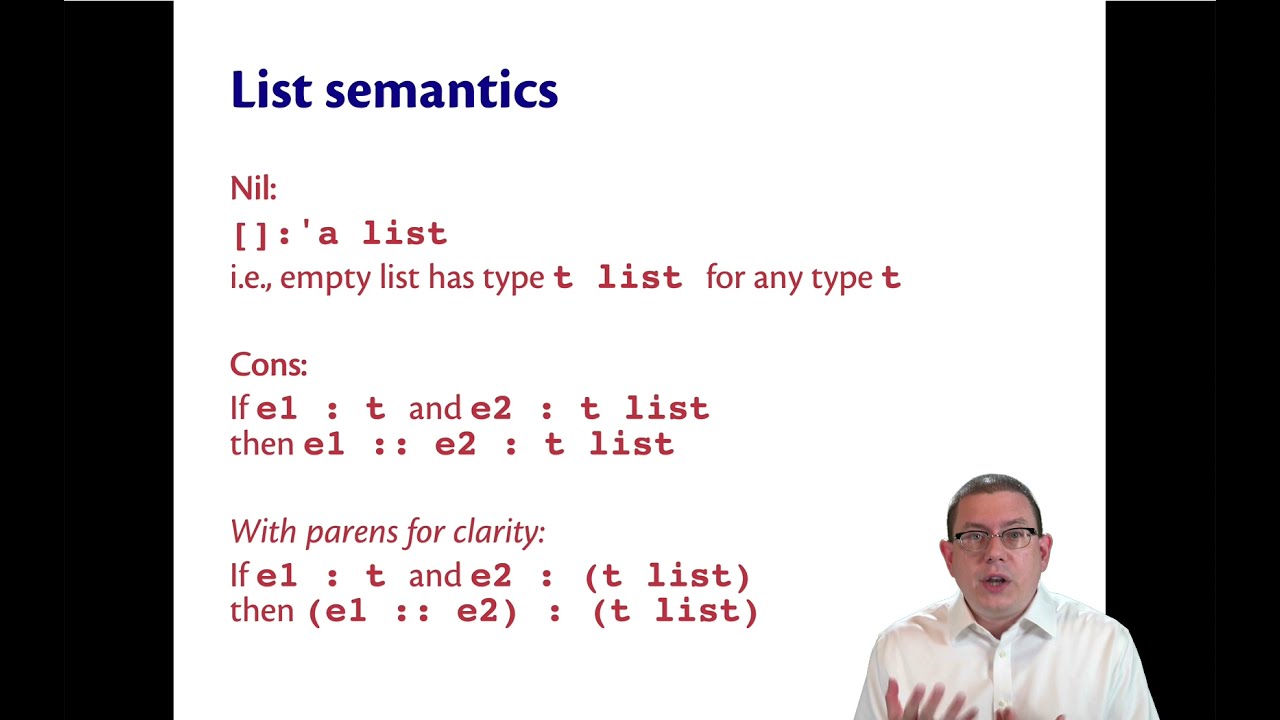 List Syntax and Semantics | OCaml Programming | Chapter 3 Video 2