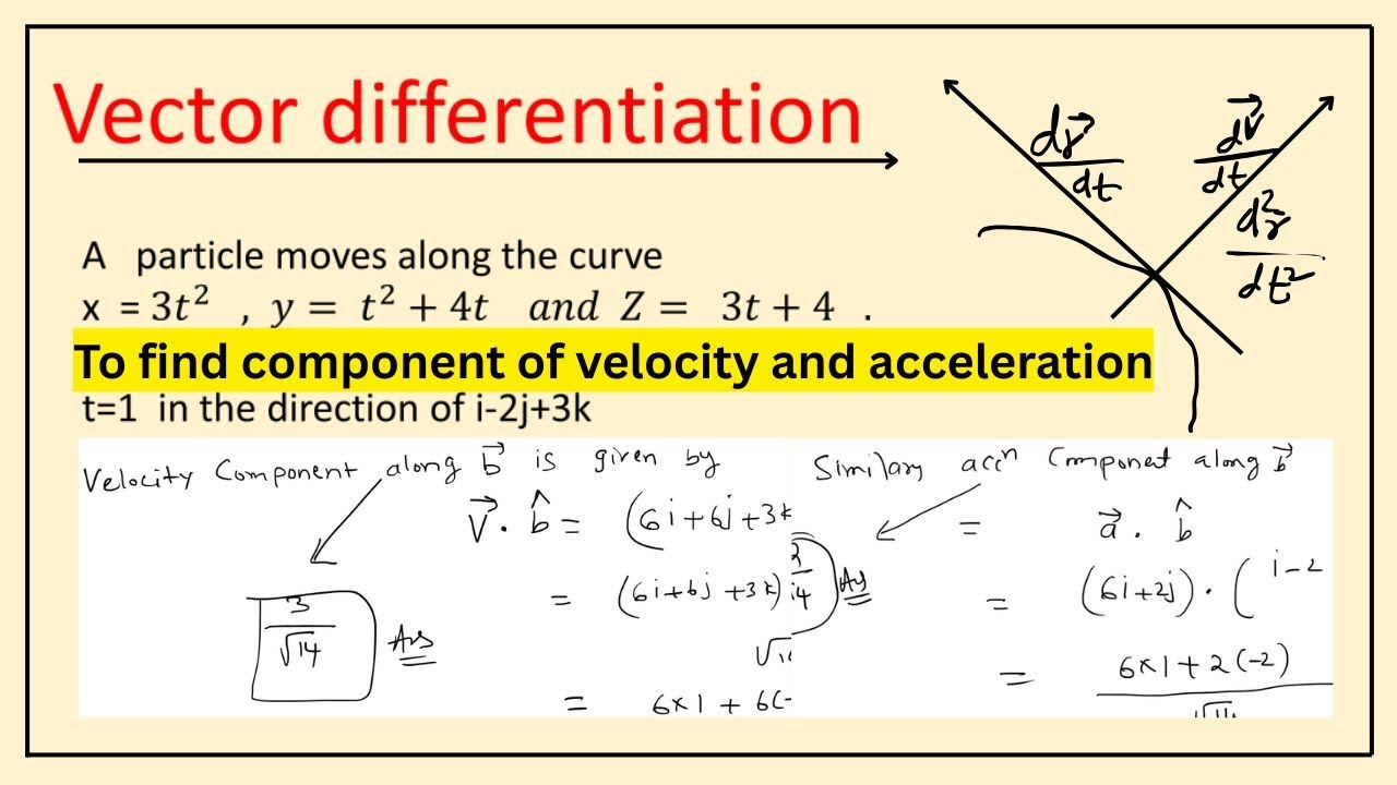 vector differentiation  components of velocity and acceleration in the direction of vector b