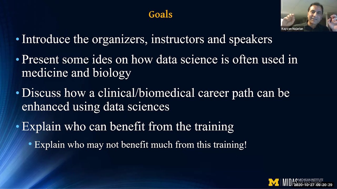 WORKSHOP ON INTRODUCTORY DATA SCIENCE FOR BIOMEDICAL SCIENTISTS