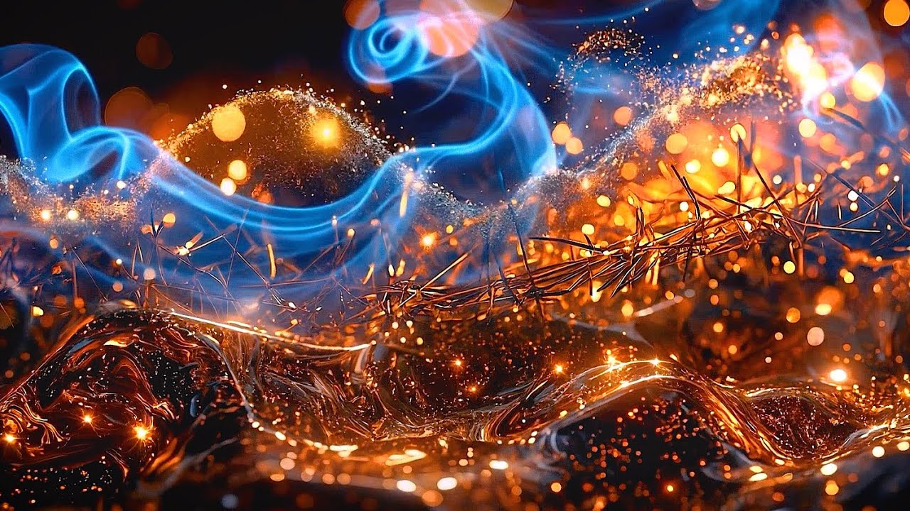 Cosmic Gold & Blue Neon: New Year Abstract Background