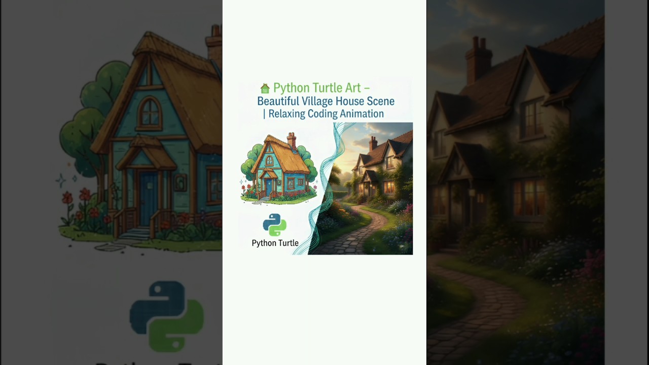 🏡 Python Turtle Art| Beautiful Village House Scene | Relaxing Coding Animation#coding#python #shorts