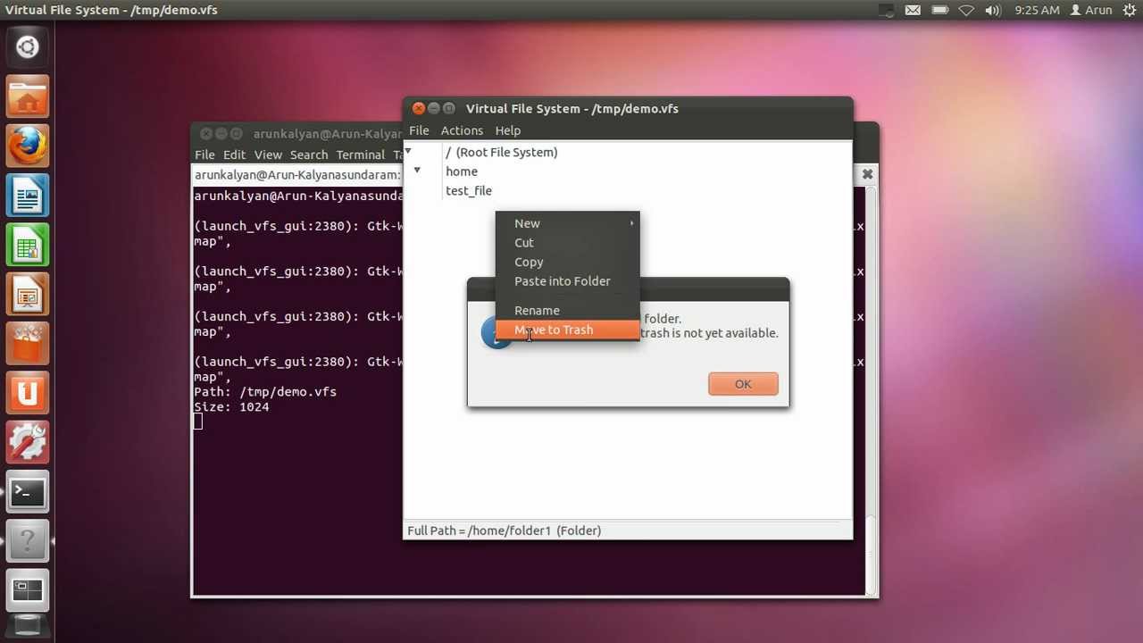 Virtual File System with GTK based User Interface