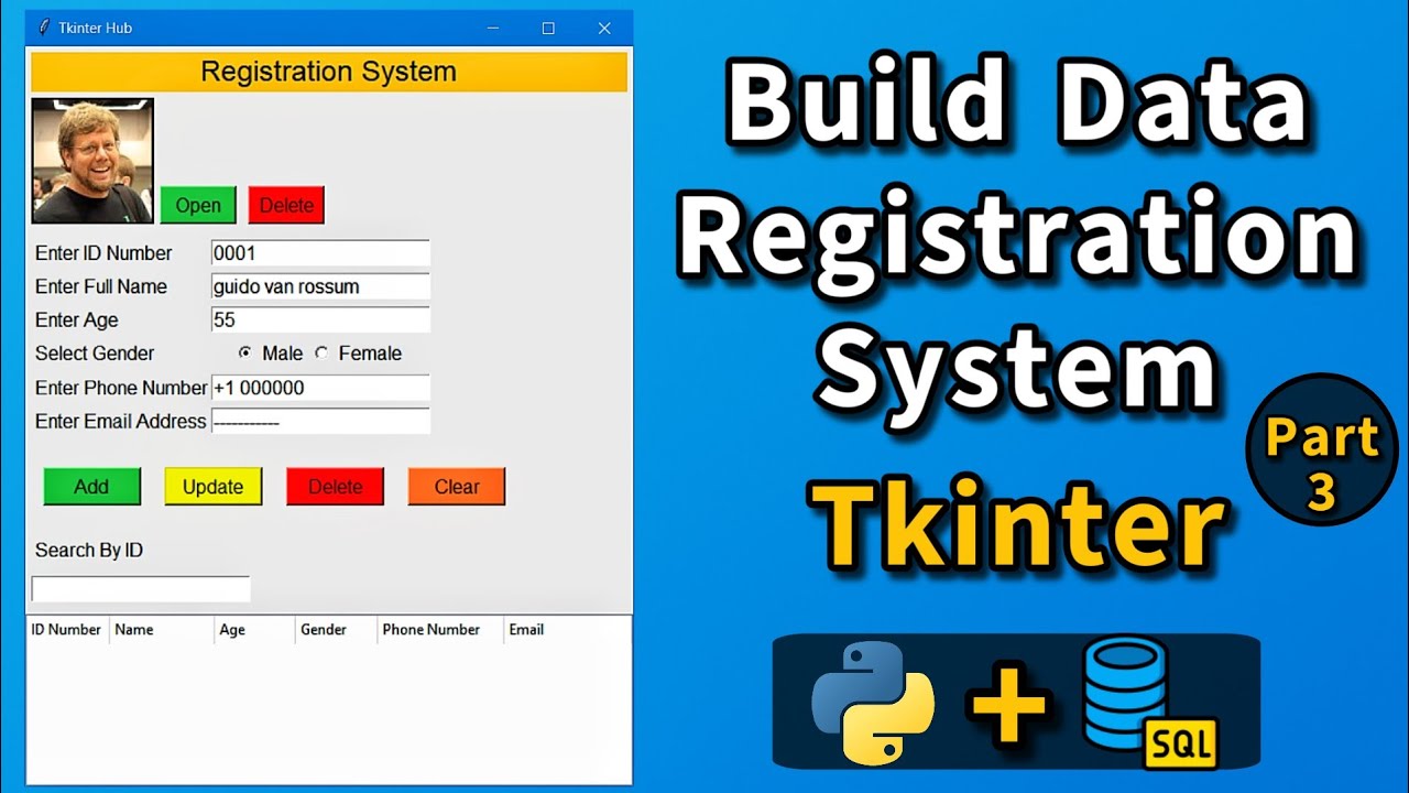 Create Registration Form Using Tkinter | Registration System in Python | Part 3