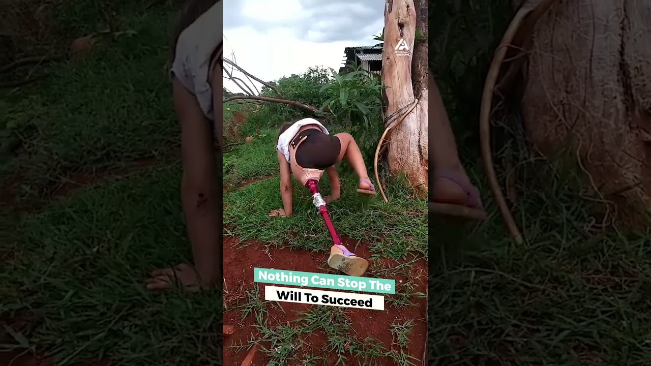 Little Girl With Prosthetic Leg Climbs Hill | People Are Awesome #shorts
