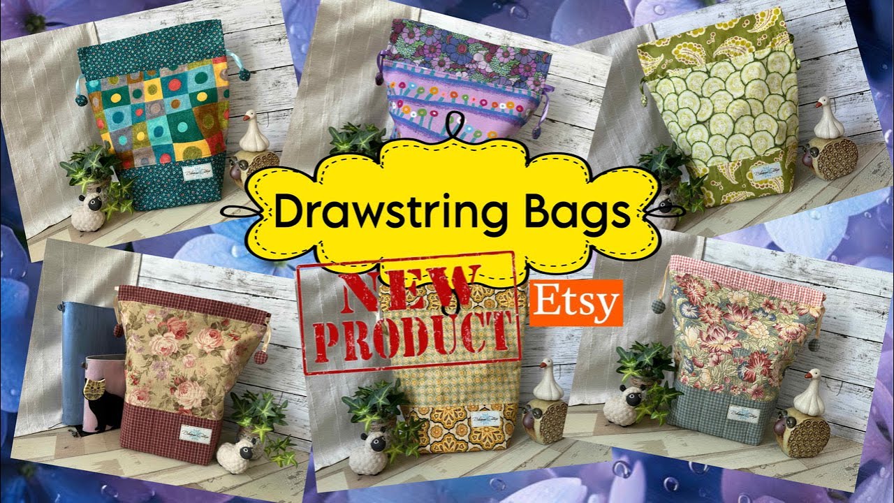 HANDMADE COTTON DRAWSTRING POUCH BAG ON ETSY NOW #drawstringbag #etsyshop #etsyseller