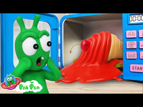 Melting Ice Cream Surprise: Pea Pea Tries the Microwave Oven