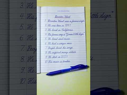 Brenton Wood | 10 Lines Essay | Cursive Writing | English Writing | Cursive Handwriting Practice