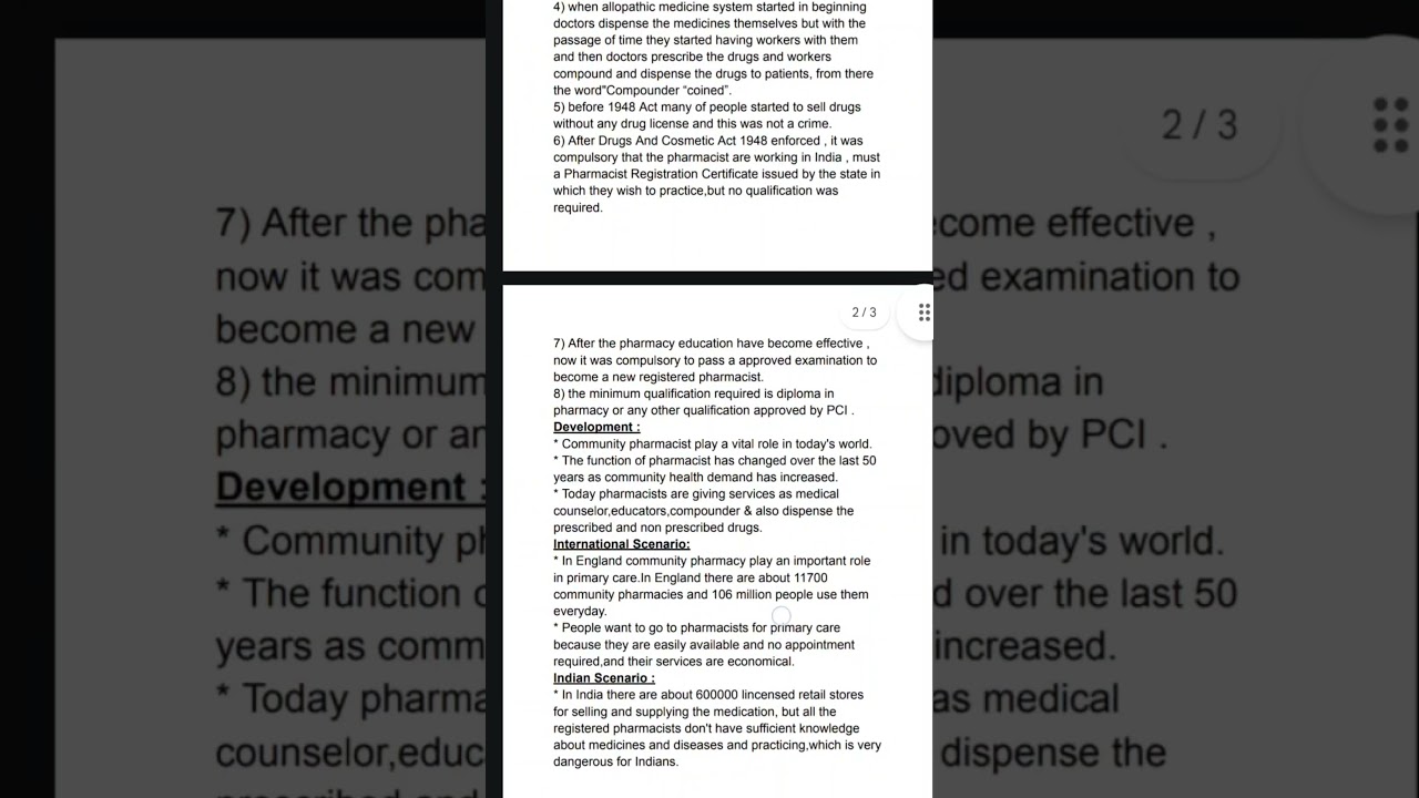 4 pdf give cmt.. community pharmacy and management dpharm 2nd yr #pharmacyce #pharmacyprofessionals