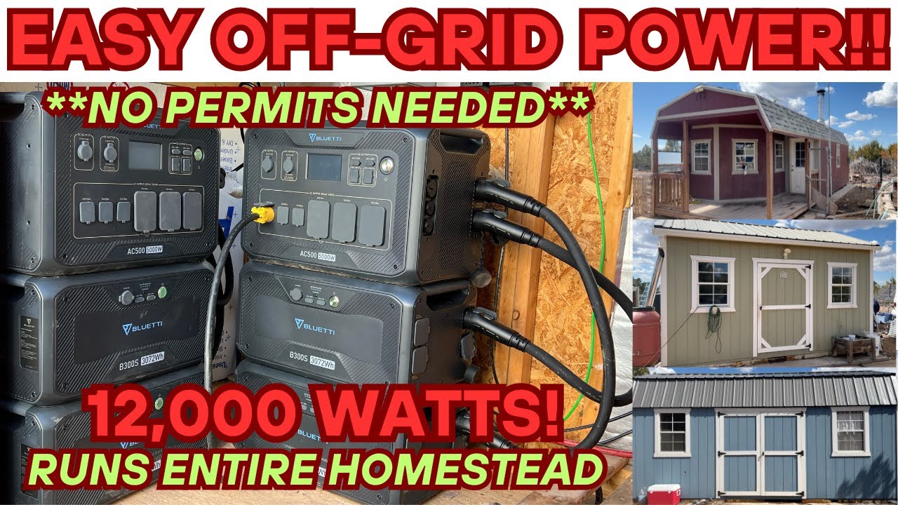 NO PERMITS NEEDED - 12,000W SYSTEM RUNS EVERYTHING! Powering Entire Homestead - Bluetti AC500+B300S