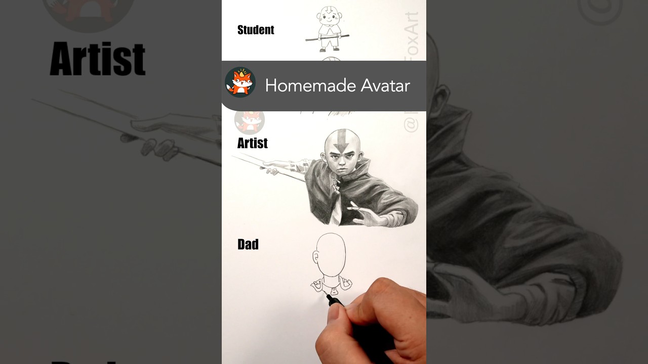 How to draw Aang Homemade Avatar: The Last Airbender Netflix 2024 Dad vs Artist who is him?