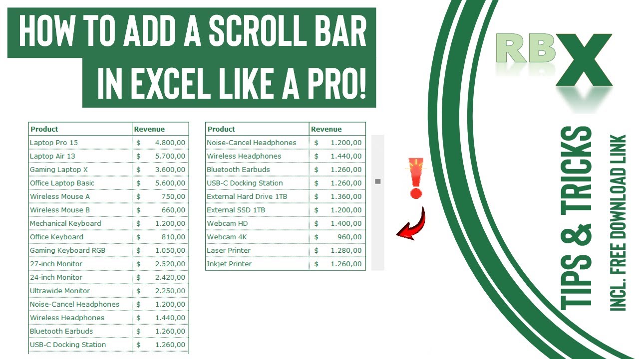 How to add a SCROLL BAR in Excel like a PRO!
