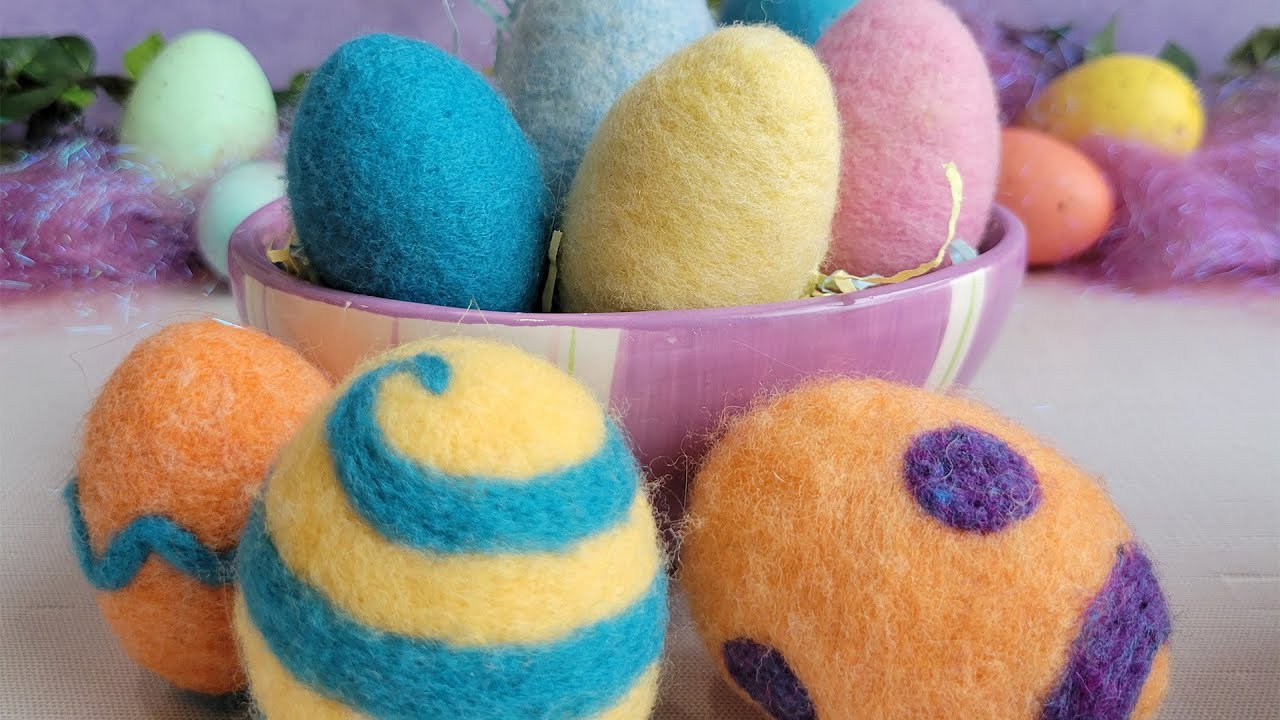 How to Needle Felt Easter Eggs for Beginners: Plain, Patterned & Displlay Ideas: Tutorial