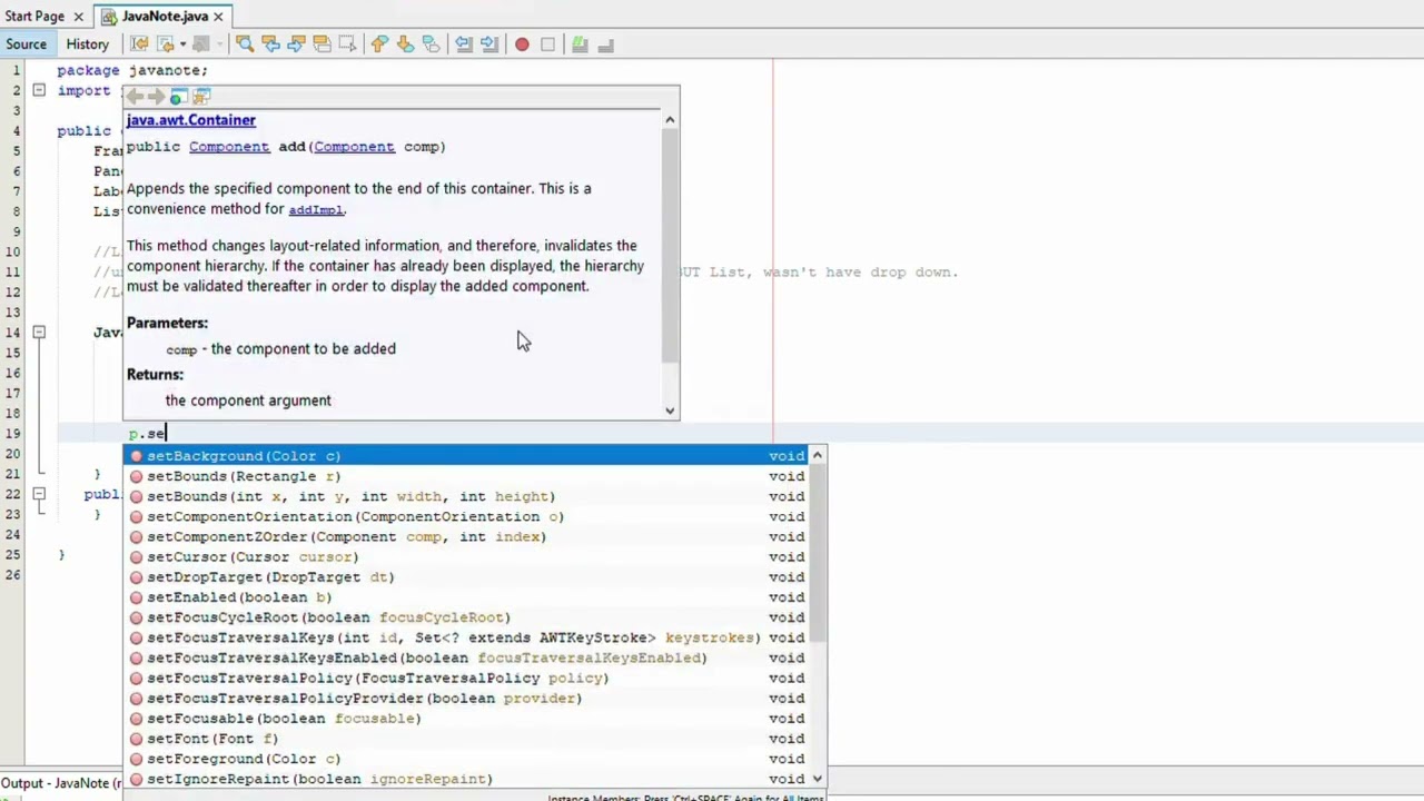 Integrative Programming and Technologies - Java AWT List