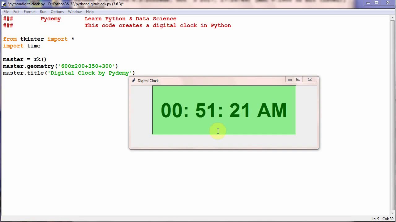 Python Digital Clock Tkinter Tutorial - Learn basics of Python GUI
