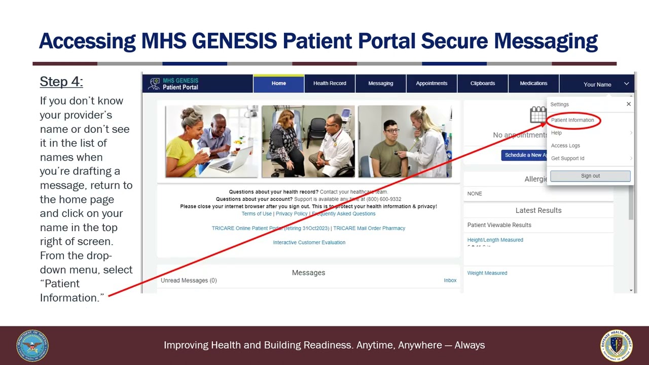 How to send a Secure Message to your provider at Evans Army Community Hospital