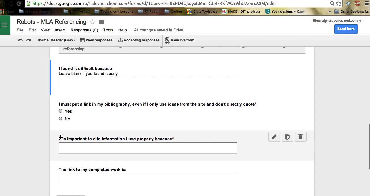 Google Forms -  Self Assessment, Checking for Understanding and Turning In Work!