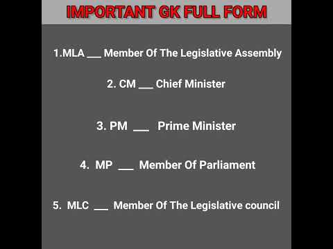 full form mla mp mlc pm cm #important #short