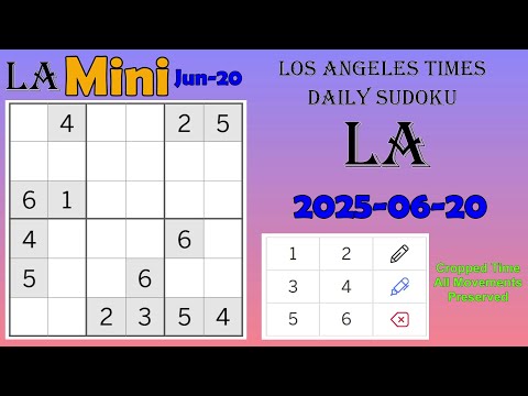 Los Angeles Times Daily Sudoku 2025-06-20 2182 Mini