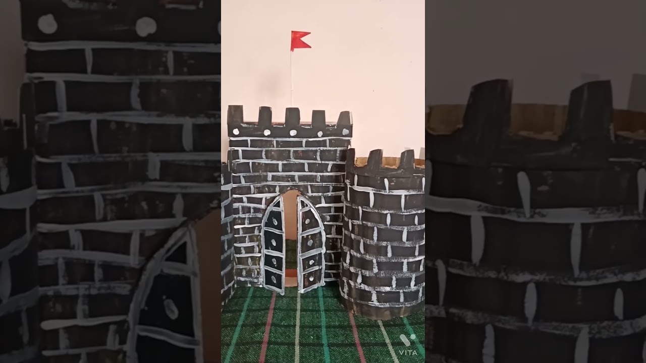 Shiv Jayanti craft 5 days DIY challenge#youtube Shorts#easy fort/Killa/castle making by cardboard.