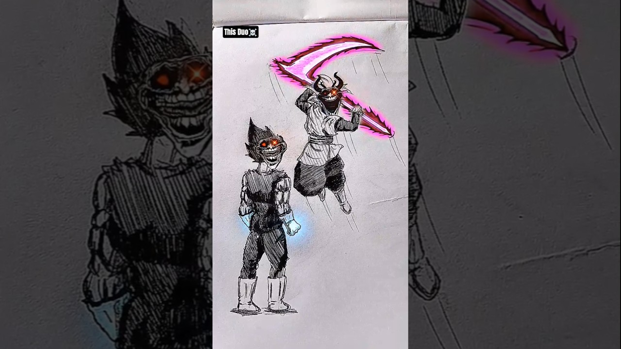 Vegeta Vs Gokublack ☠️ Speed Drawing StickMan Anime 😳#shorts #anime #drawing #gokublack #vegeta