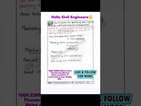 How to Calculate the QUANTITY OF PLASTER required for a WALL(CEMENT and SAND QTY) #civil #plasterqty