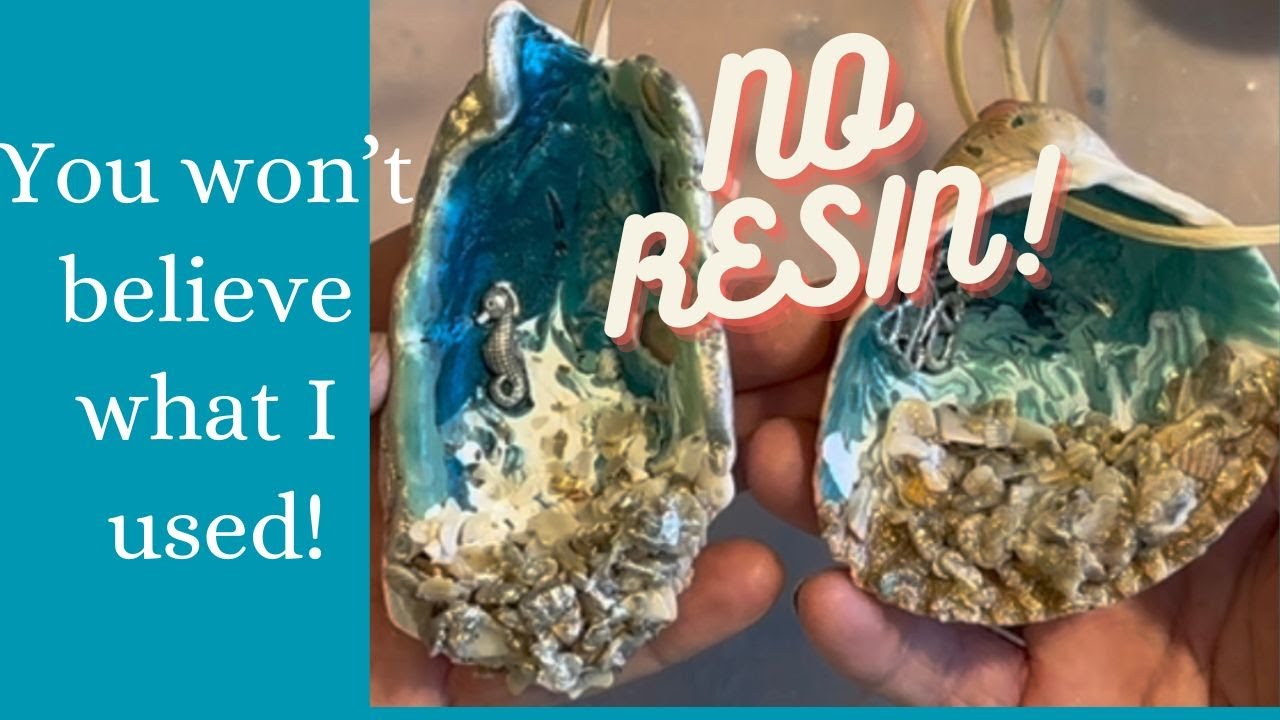 How to make my oyster shell Christmas ornaments with no resin! Just Mod Podge, sand and NAIL POLISH!