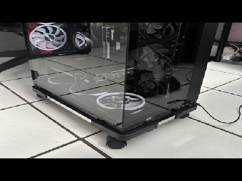 Mobile PC Stand, Adjustable Metal Computer Tower Stand, PC Floor Stand with 4 Locking Caster Wheels