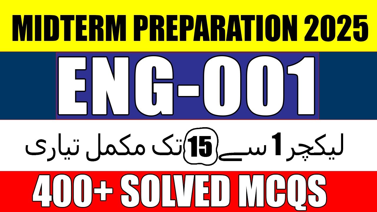 ENG001 Midterm Preparation 2025 | ENG001 Midterm Solved Mcqs | ENG001 Past Papers Midterm