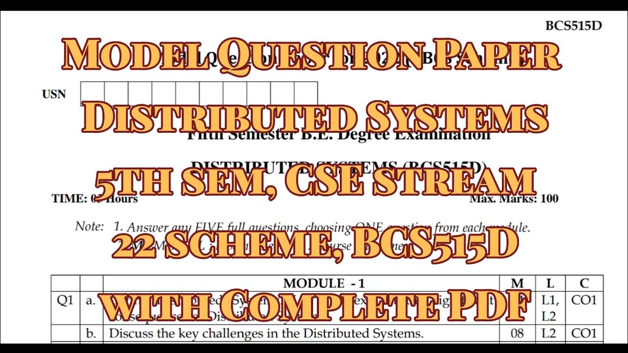 Distributed Systems, Model Paper, CSE/ISE/AIML, BCS515D, 22 scheme with complete pdf