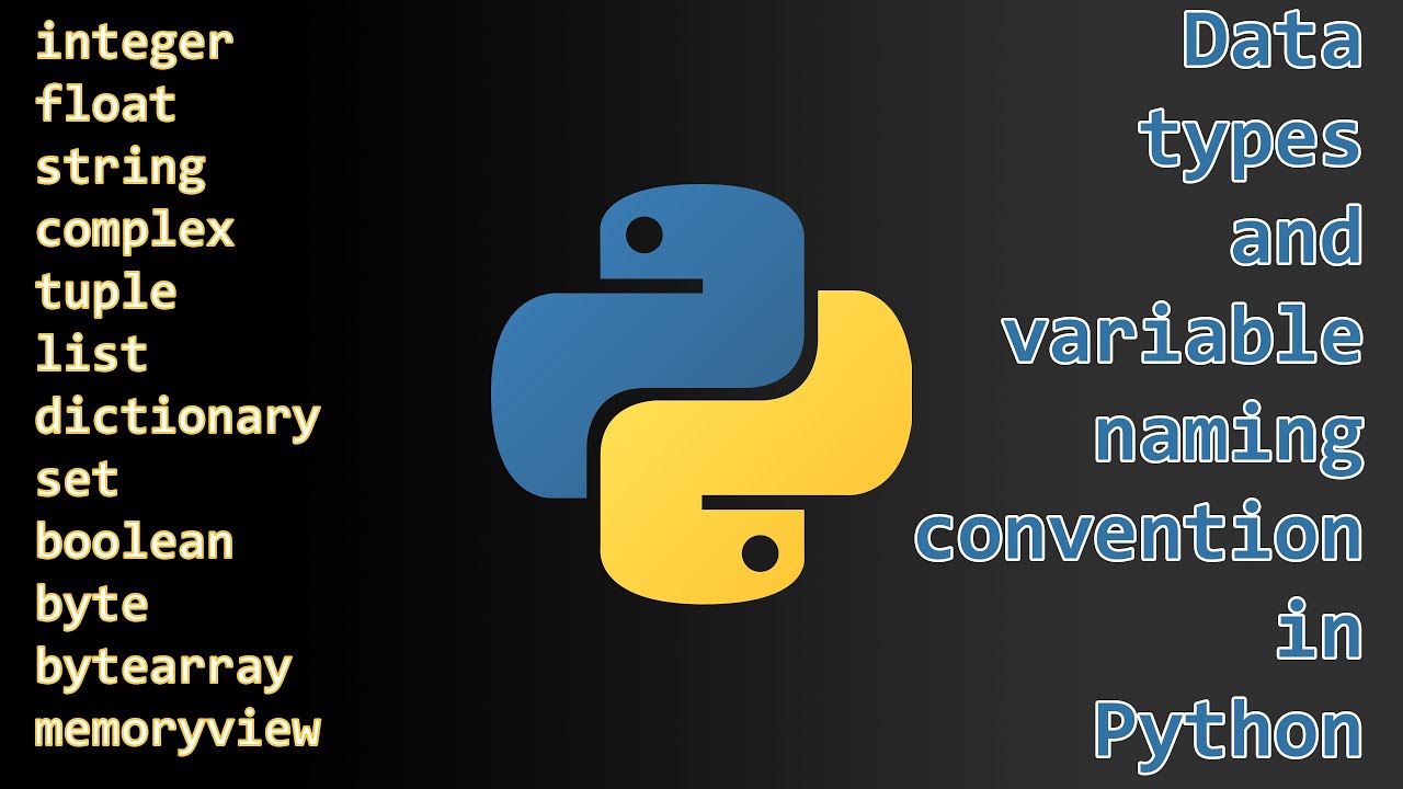 3. Data types and variable  naming convention in python