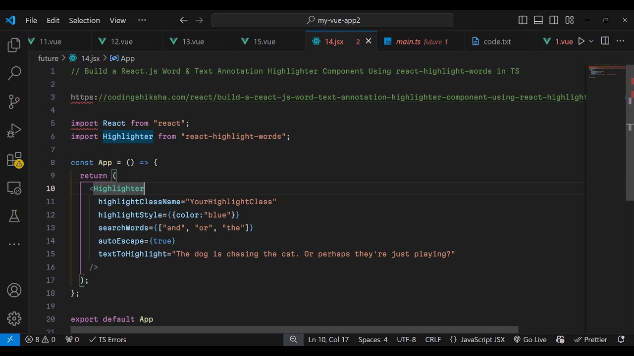Build a React.js Word & Text Annotation Highlighter Component Using react-highlight-words in TS